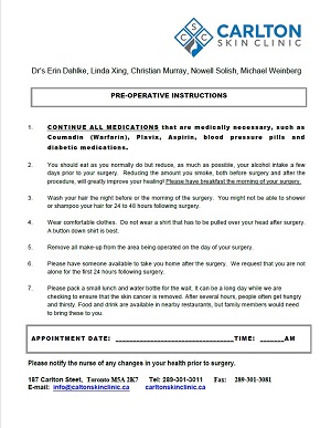 Handouts from Carlton Skin Clinic